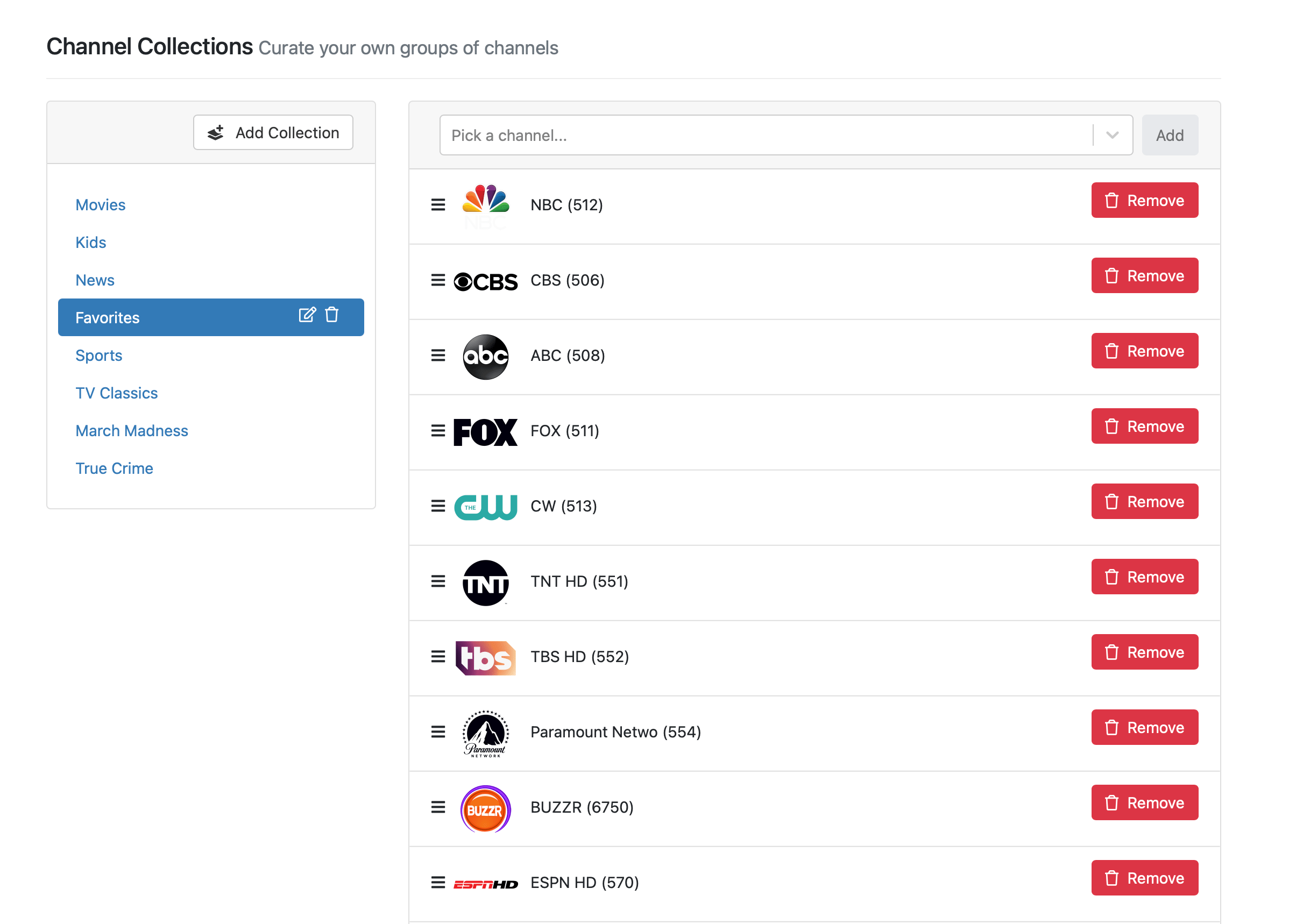 Channels Support - Channel Collections